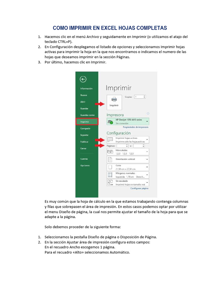 Imprimir Hojas Completas en Excel | PDF