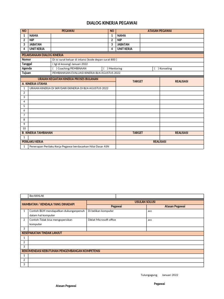 Form Dialog Kinerja Pegawai | PDF
