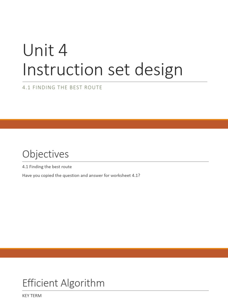 Unit 4 Instruction Set Design: 4.1 Finding The Best Route | PDF