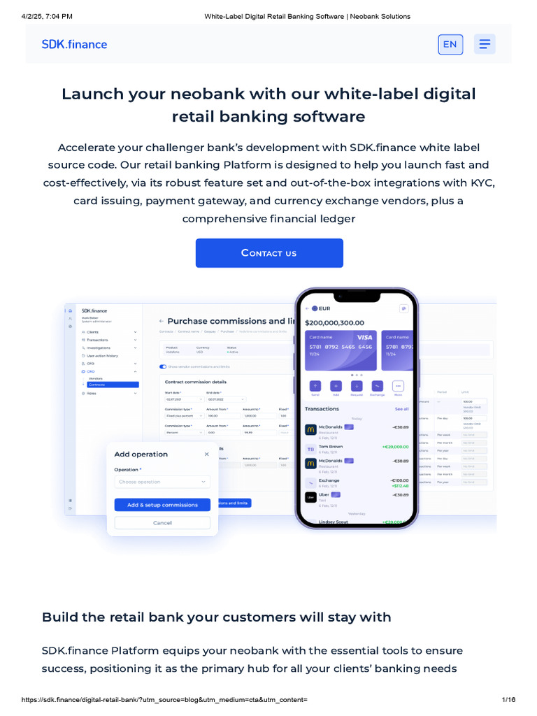 White-Label Digital Retail Banking Software - Neobank Solutions | PDF | Banks | Point Of Sale
