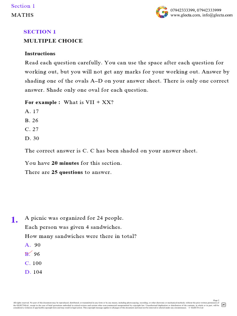 MATHS_11PLUS_FC_2025_MFC 01 (1) | PDF | Copyright Infringement | Copyright