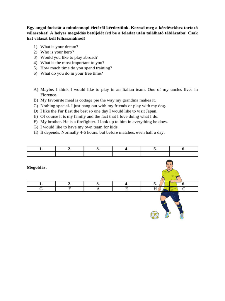 A1 Reading Football Player | PDF