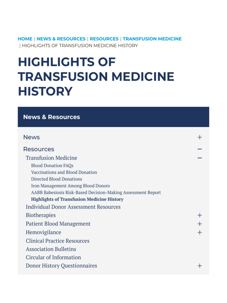 Highlights of Transfusion Medicine History | PDF | Blood Transfusion ...