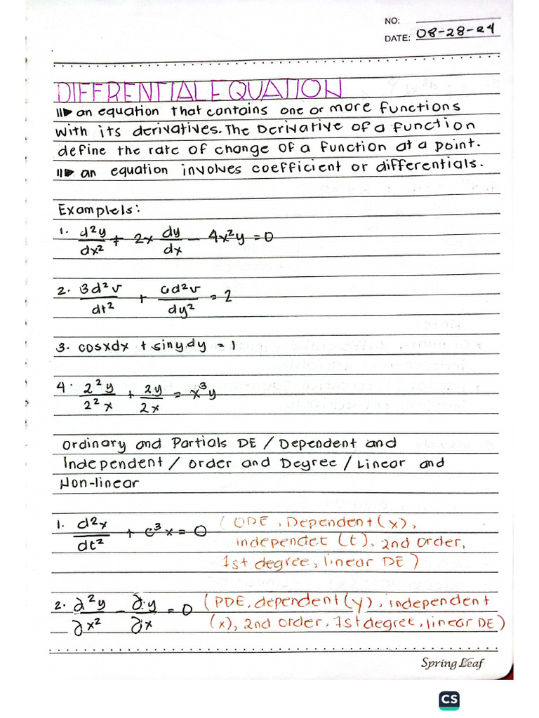 Differential Equation Notes | PDF