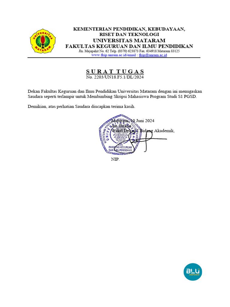 SURTUG_PEMBIMBING SKRIPSI GANJIL 2024_ANGKATAN 2021-1 | PDF