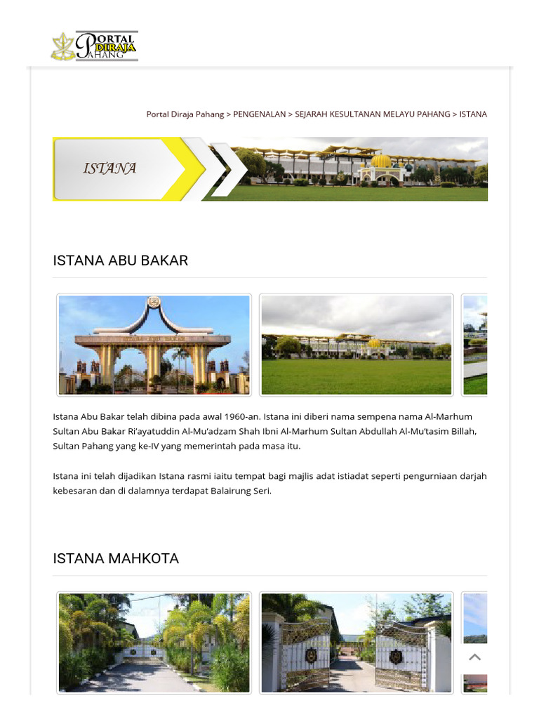 Istana Pengenalan Portal Diraja Pahang | PDF