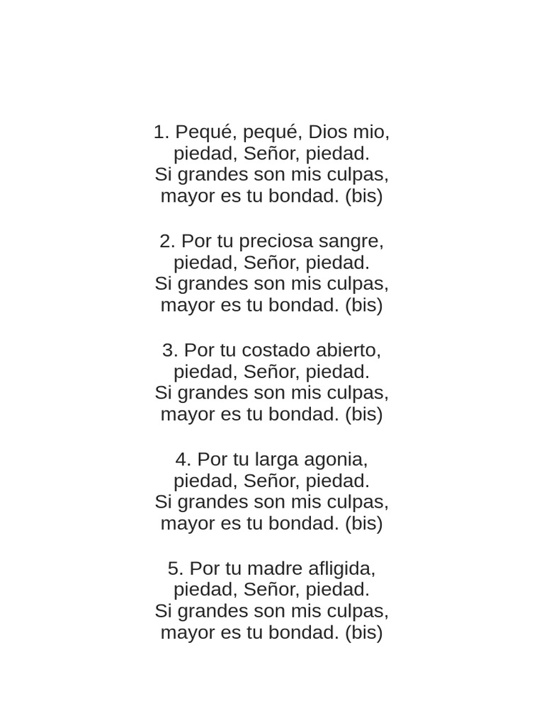 Letra de "Peque Peque Dios Mío" | PDF