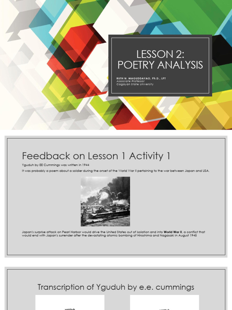 Lesson 2 Poetry Analysis | PDF