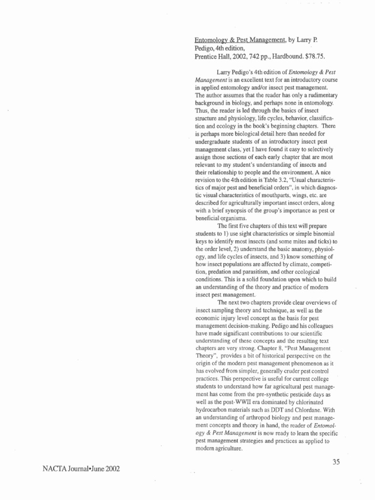 Review of Entomology & Pest Management by Larry P. Pedigo 4th E | PDF ...
