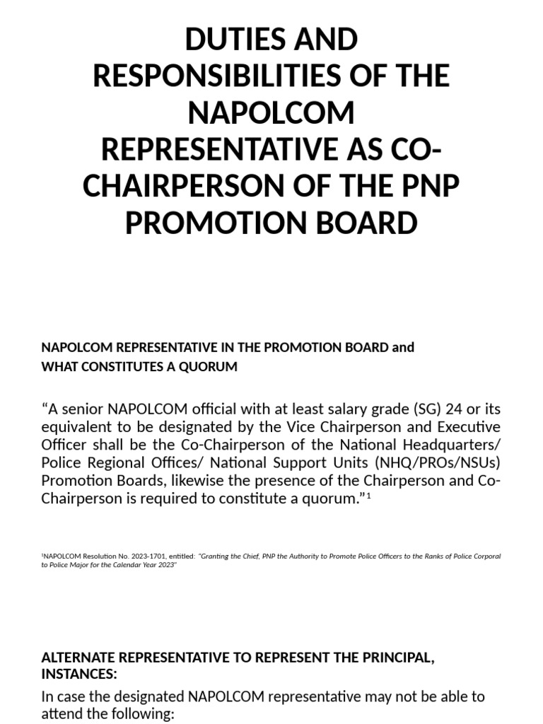 NAPOLCOM Co-Chair Duties in PNP Promotions | PDF | Police | Justice