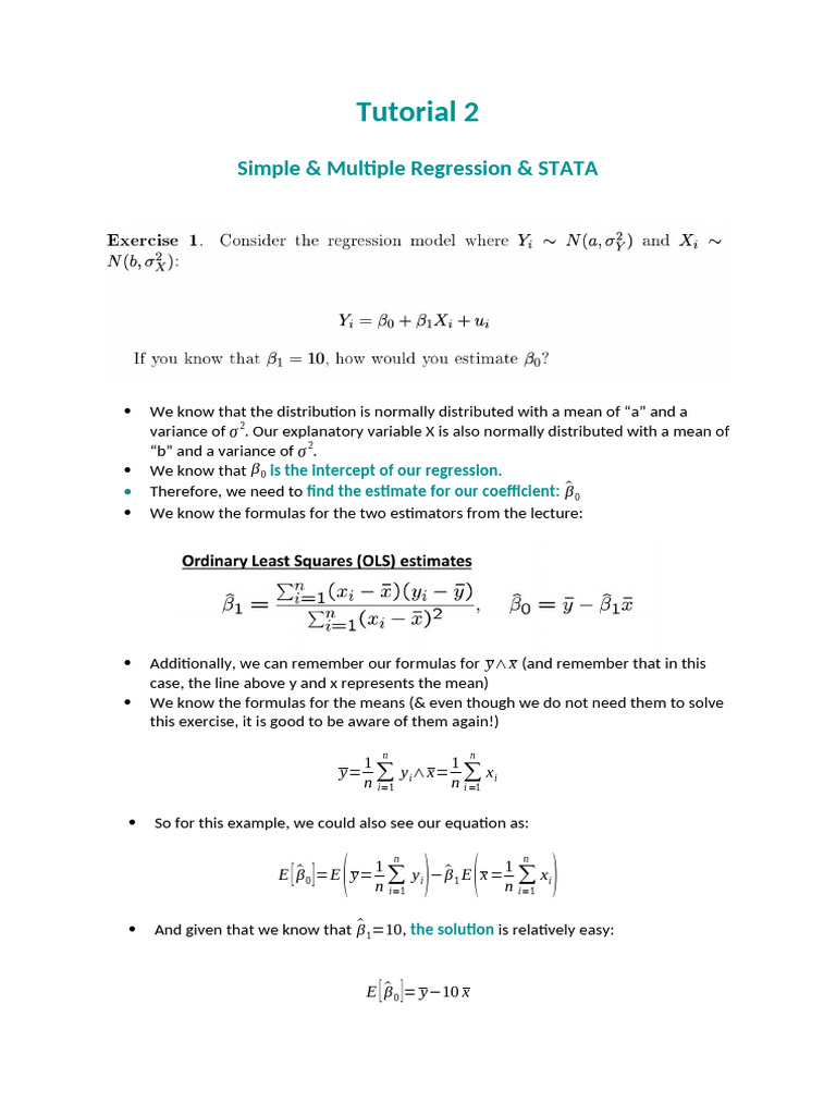 Solutions For Tutorial 2 | PDF | Bias Of An Estimator | Errors And Residuals
