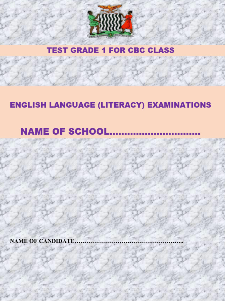 Grade 1 CBC English Literacy Test | PDF | Reading Comprehension | Pedagogy