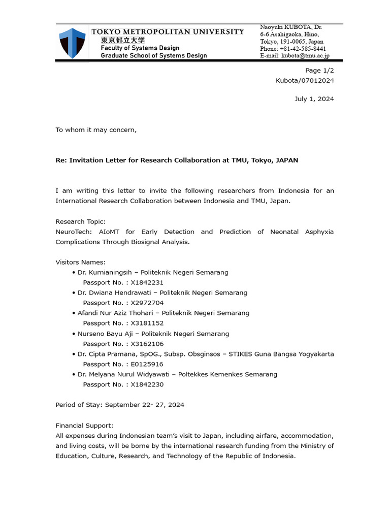 Invitation for Research Collaboration in Japan | PDF