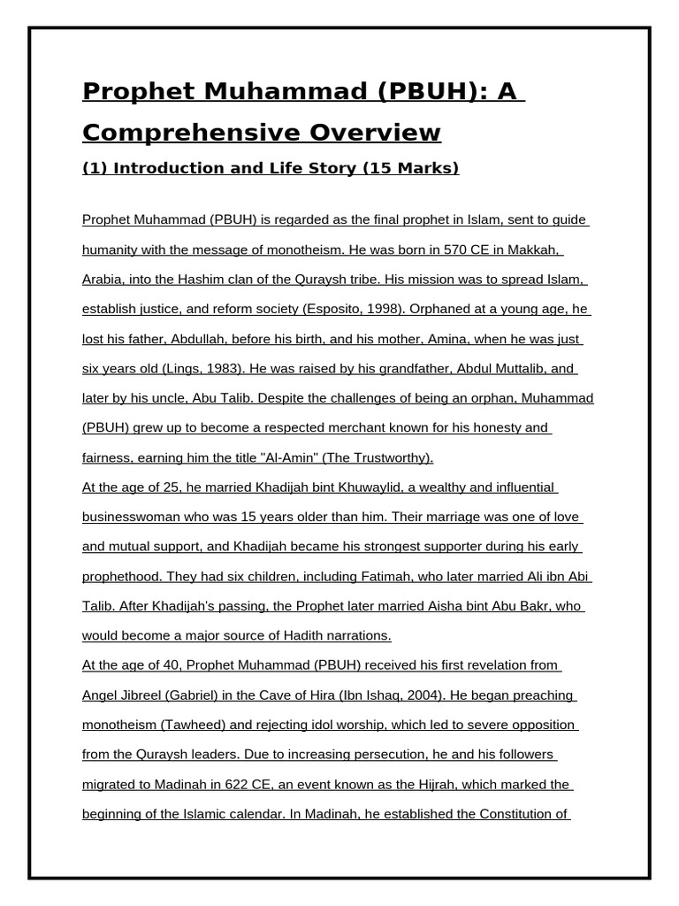 Overview of Prophet Muhammad's Life | PDF | Muhammad | Abrahamic Religions