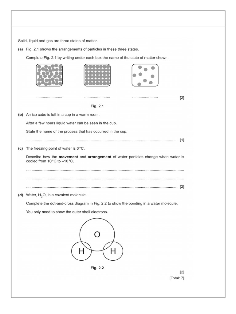 01a - Particulate Nature of Matter - Exam Questions | PDF