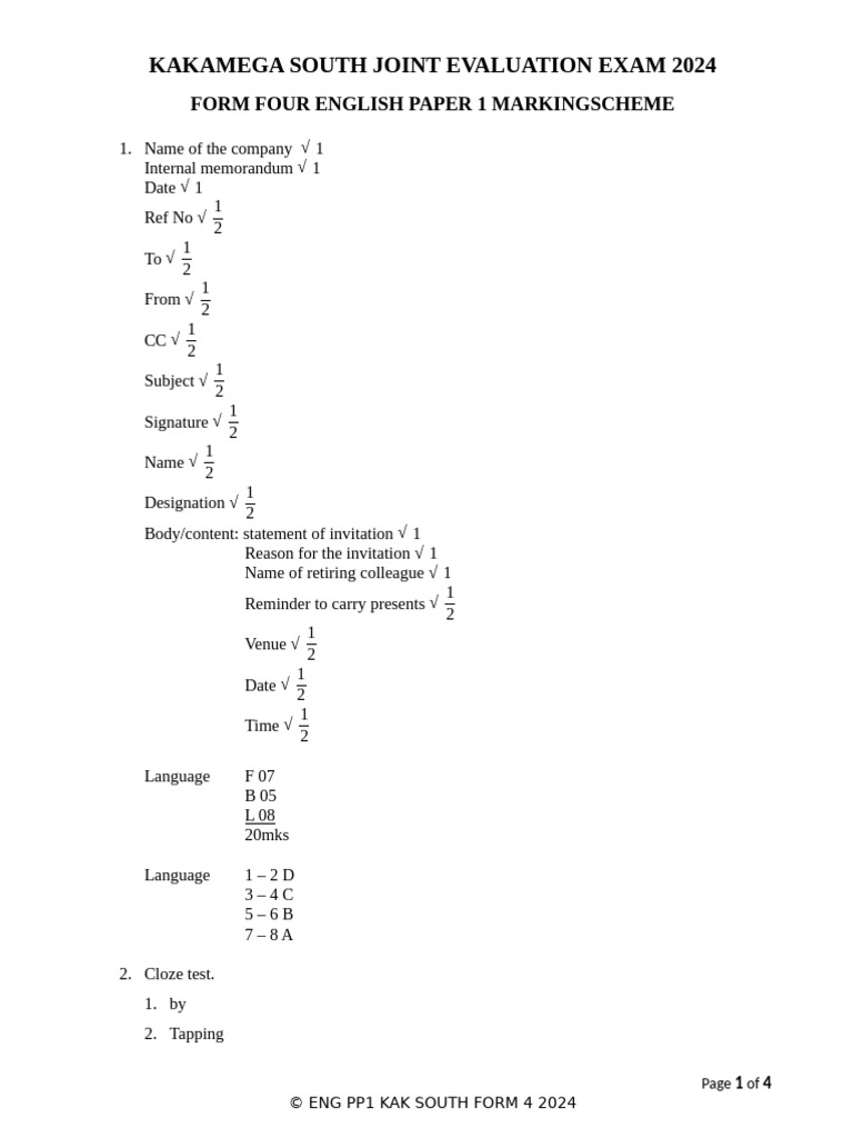 Eng PP1 MS | PDF | Human Communication | Communication