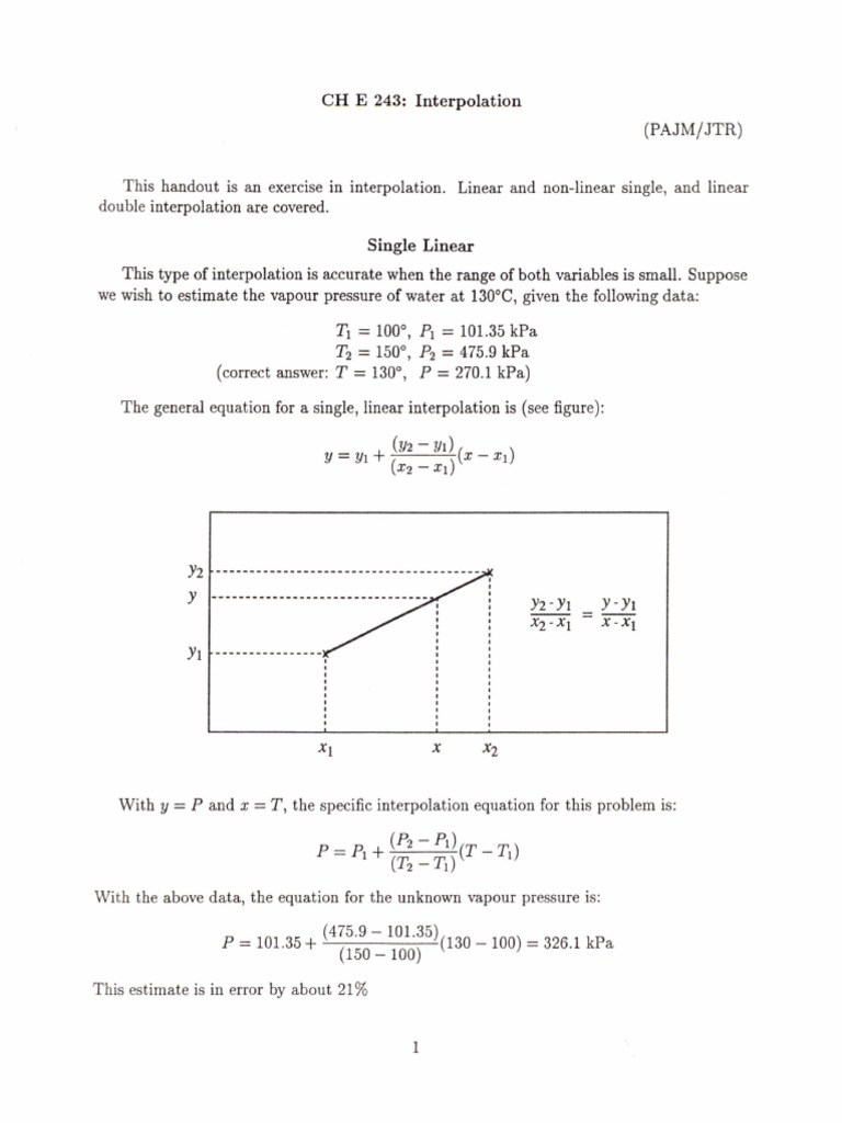 Interpolation Techniques in Thermodynamics | PDF | Interpolation ...