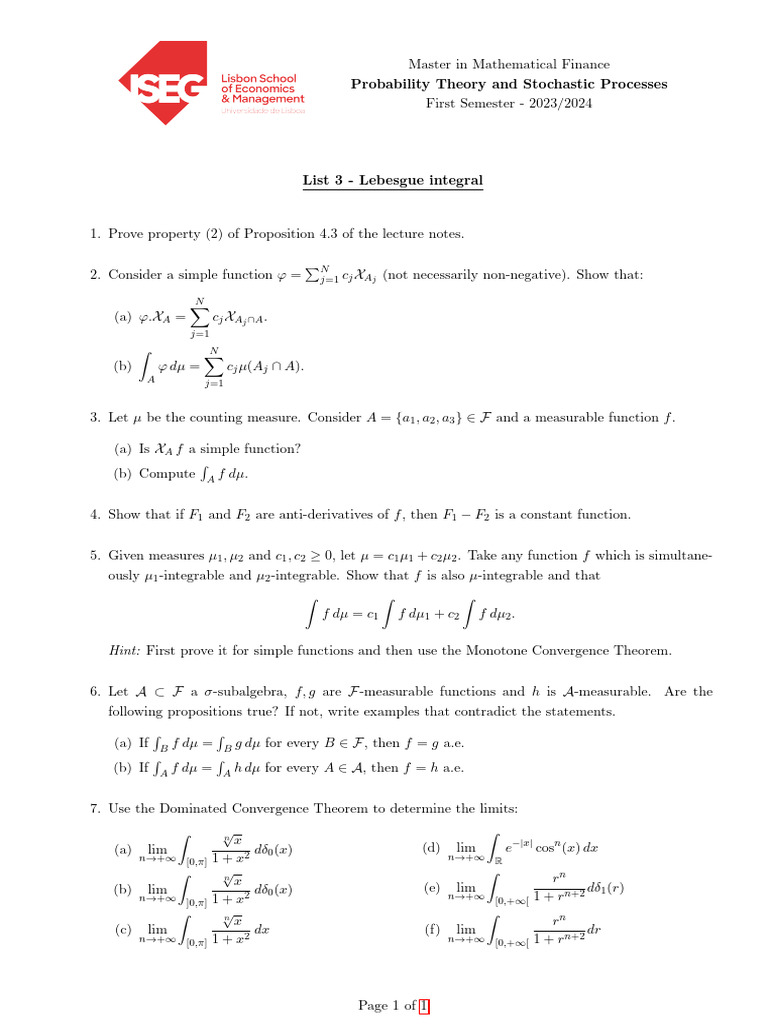 List - 3-Lebesgue Integral | PDF | Measure (Mathematics) | Theorem
