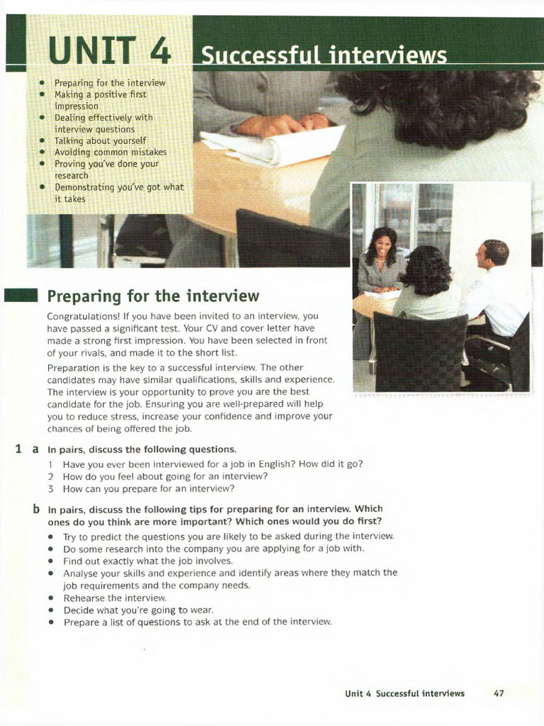 Unit 4 - Successful Interviews | PDF