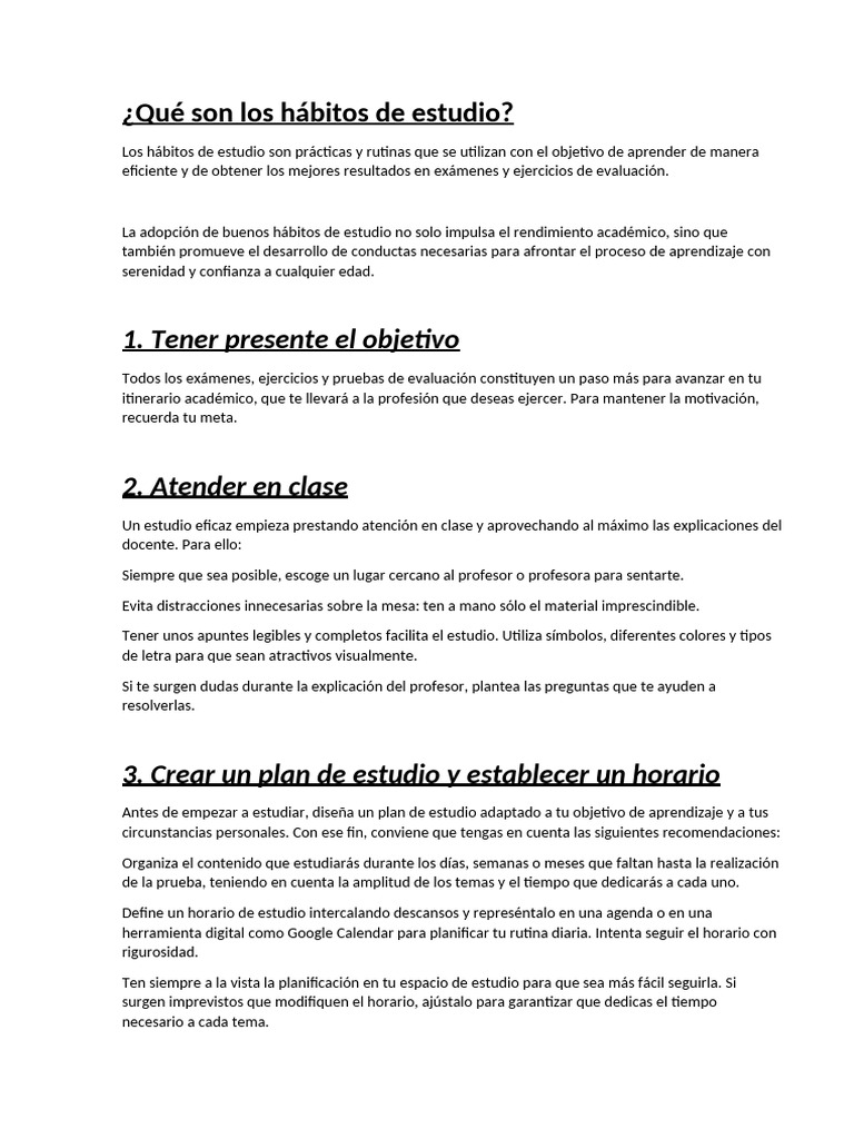 Habitos de Estudio | PDF | Habilidades de estudio | Aprendizaje