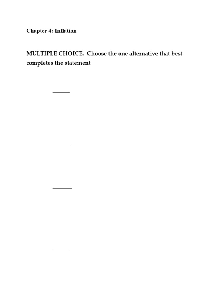 Chapter 4 Exercise Sheet Answers | PDF | Cost Of Living | Inflation