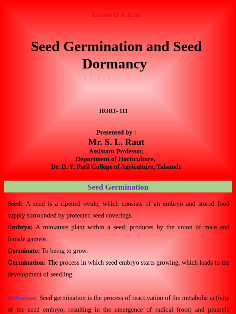 Seed Germination and Dormancy | PDF | Seed | Germination