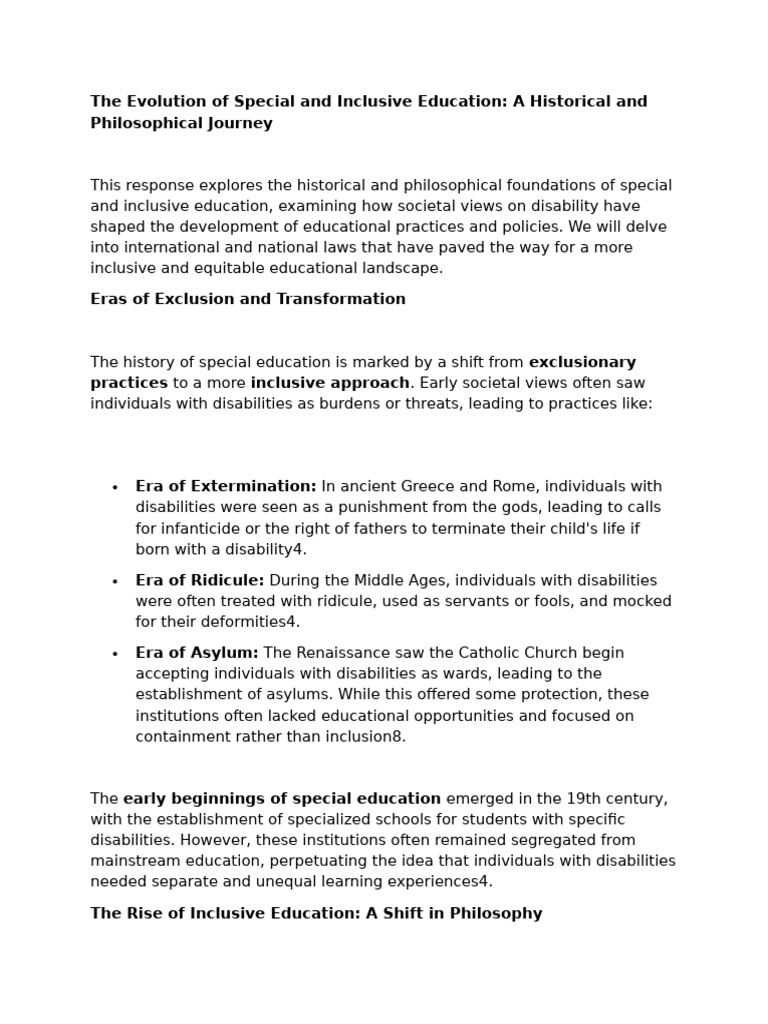 History of Inclusive Education Evolution | PDF | Inclusion (Education ...