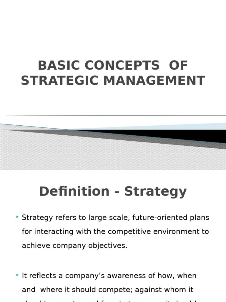 UNIT - I Basic Concepts of SM | PDF | Strategic Management | Strategic ...