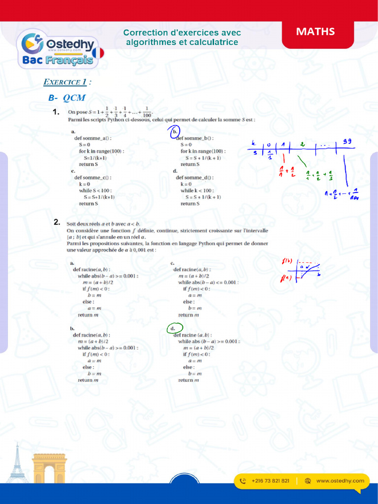 S34 Correction d'exercices avec algorithmes et calculatrice.pdf | PDF