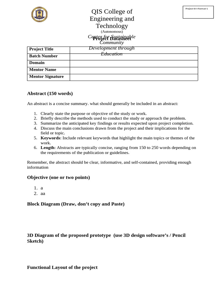 Project Datasheet | PDF