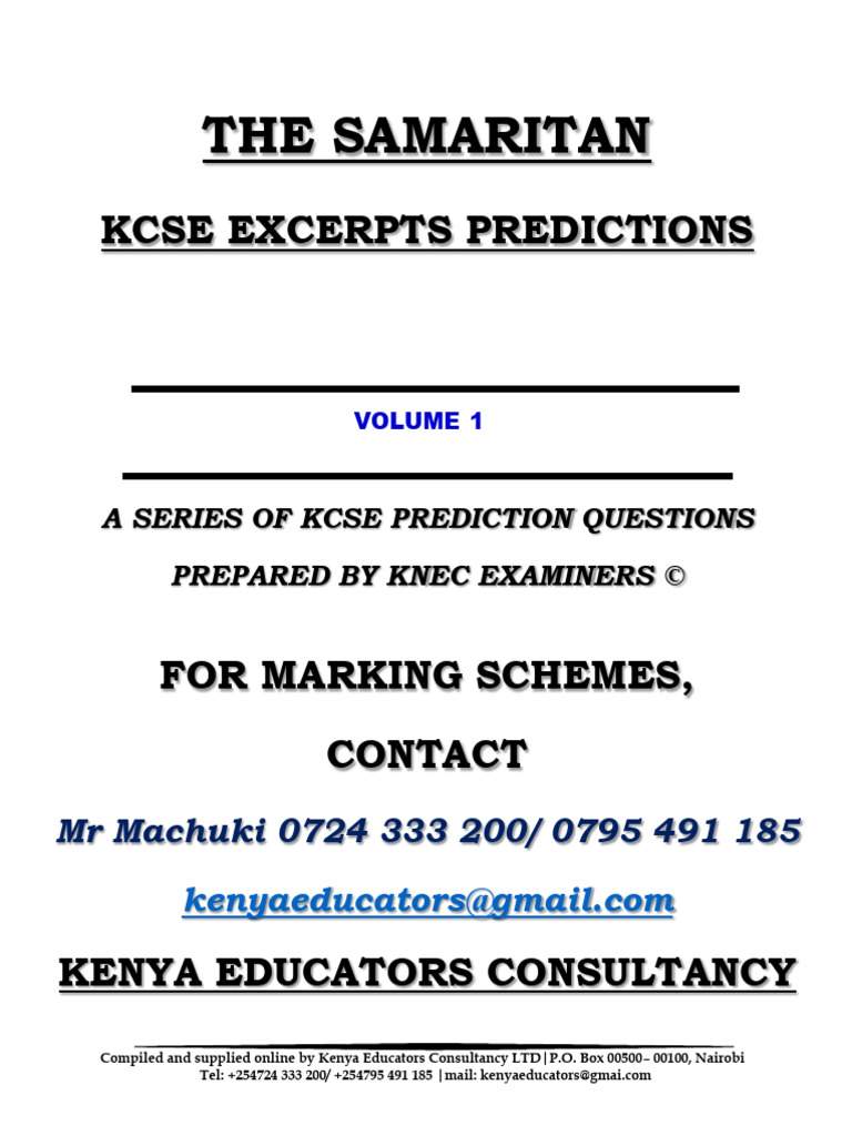 The Samaritan Kcse Excerpts Predictions | PDF