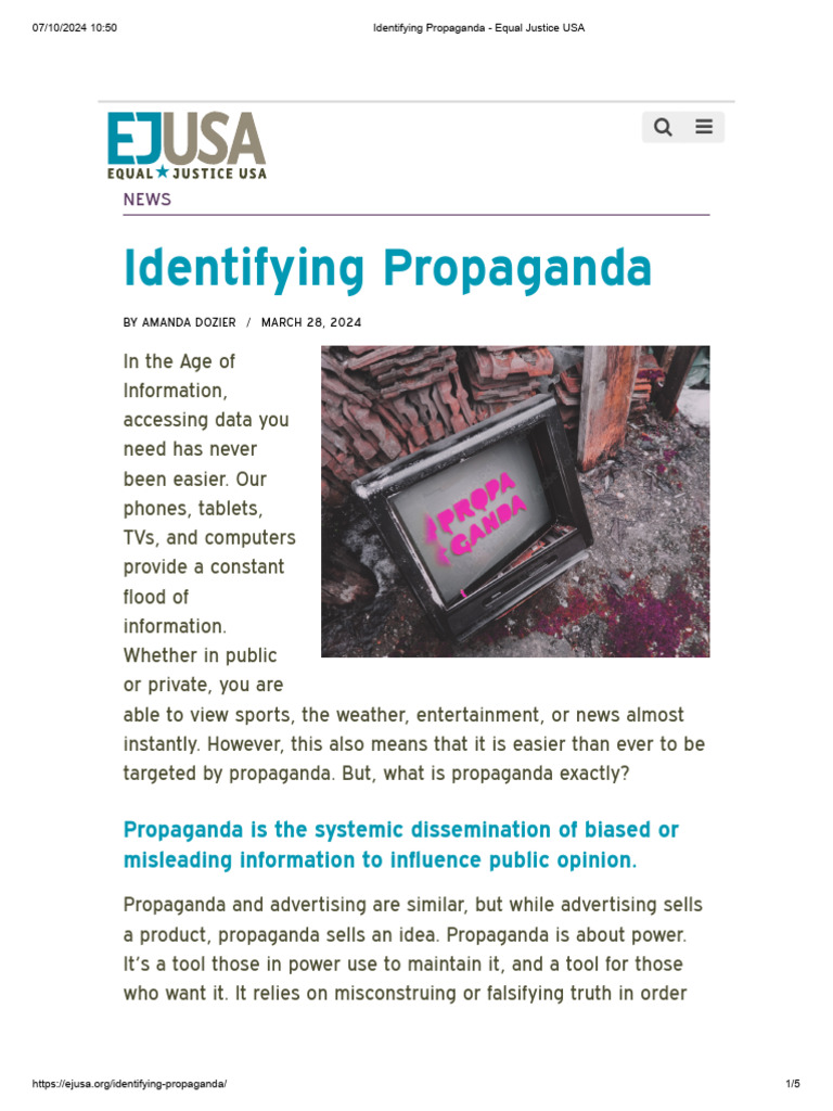 Essay 8 Identifying Propaganda - Equal Justice USA by Amanda Dozier ...