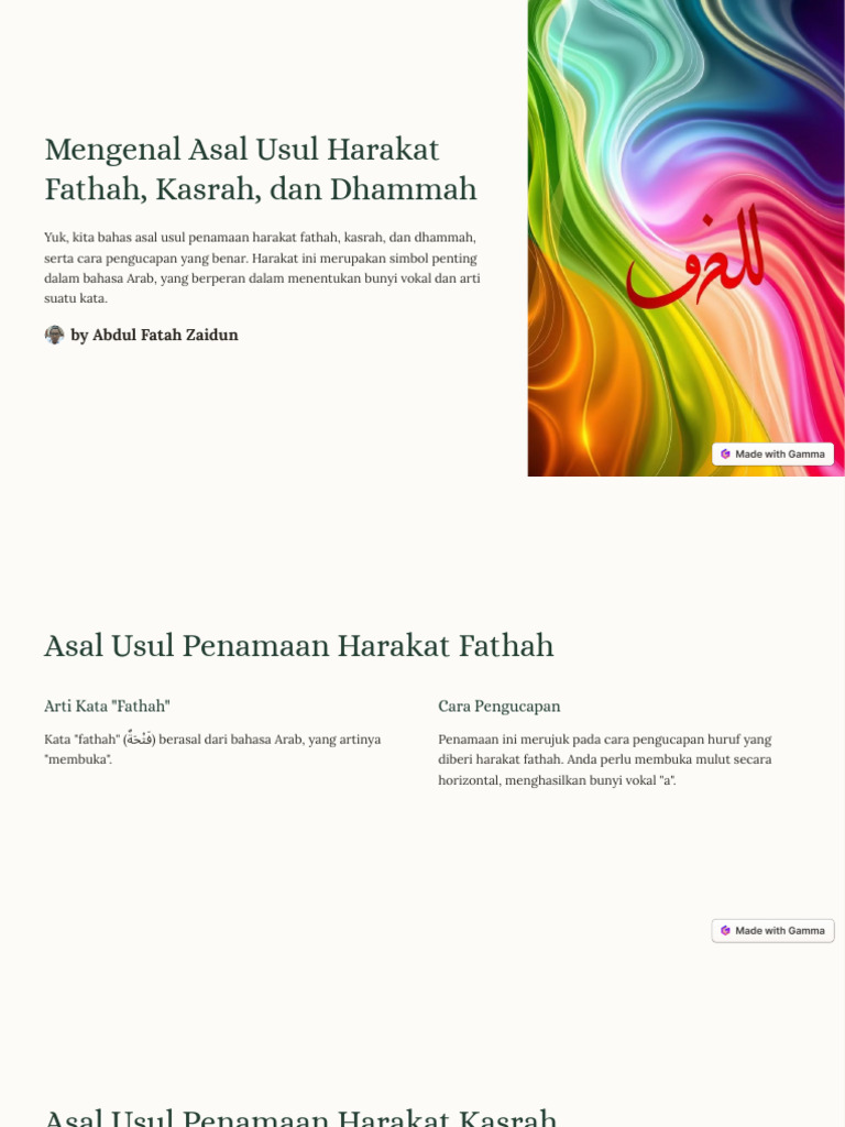 Mengenal Asal Usul Harakat Fathah Kasrah Dan Dhammah | PDF