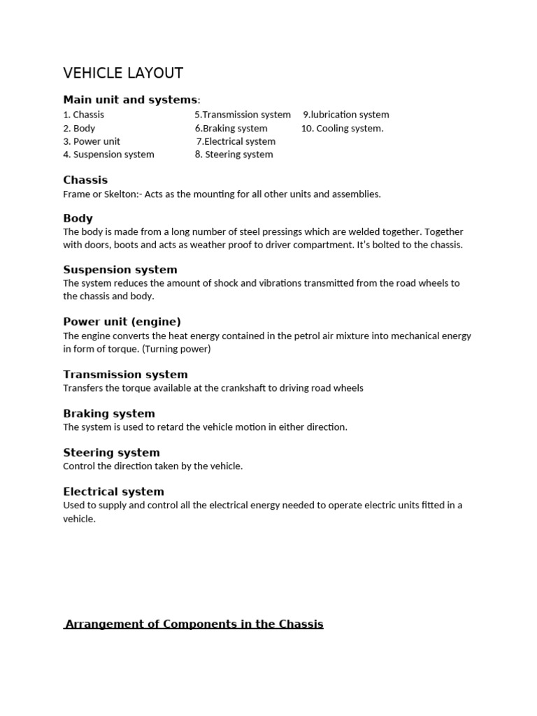 Vehicle Layout and Component Functions | PDF | Axle | Steering