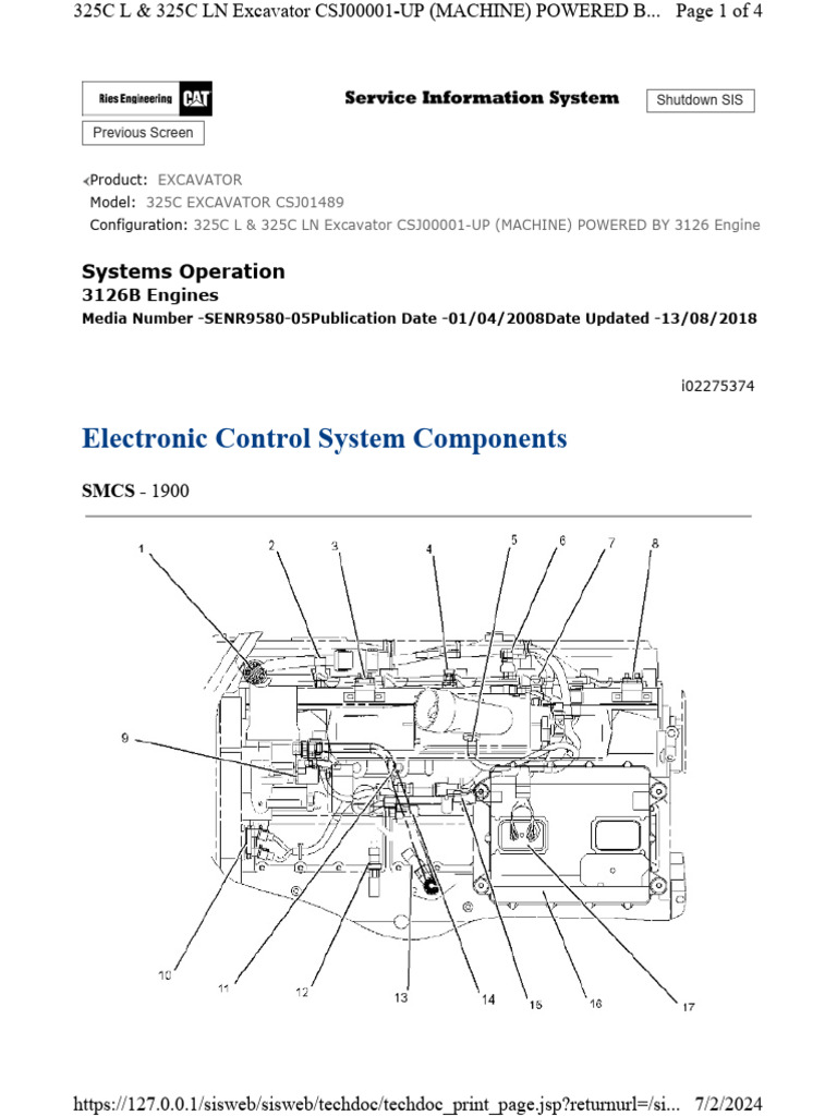 325cl daniel CSJ01489 Electronic Control System Components | PDF | Fuel Injection | Engines