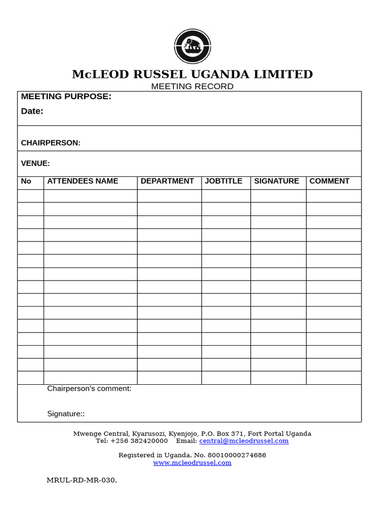 Meeting Form MGT | PDF
