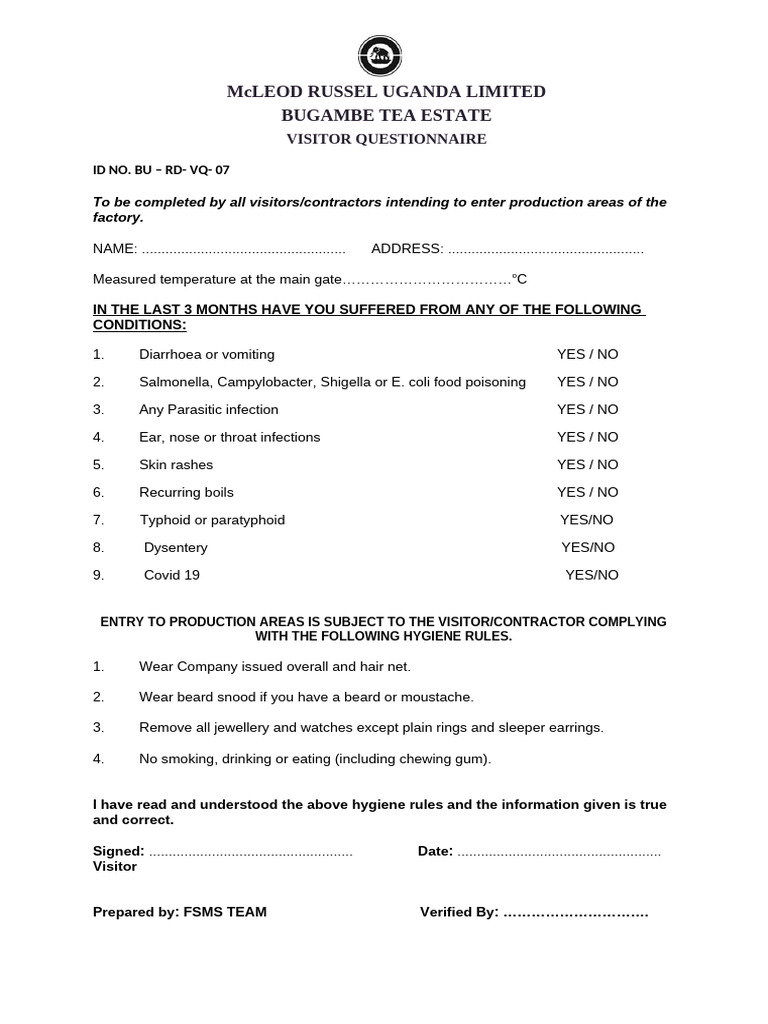 MRUL Visitor Questionnaire - 2021 | PDF