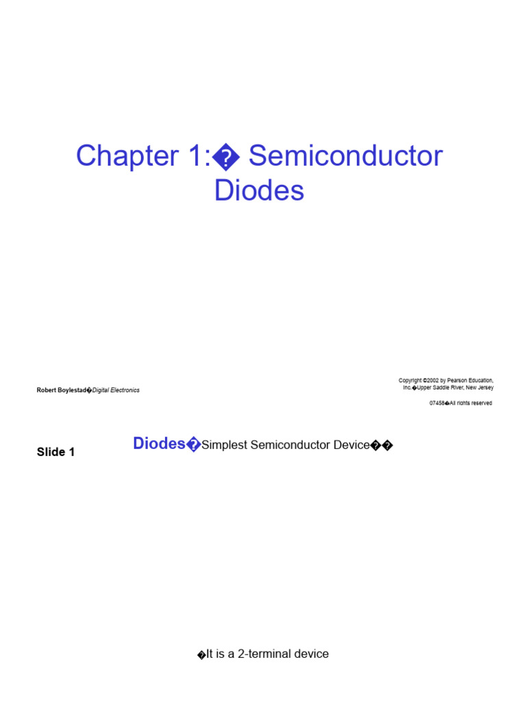 CH01-Semiconductor Diodes - PPT - Google Slides | PDF | P–N Junction | Diode