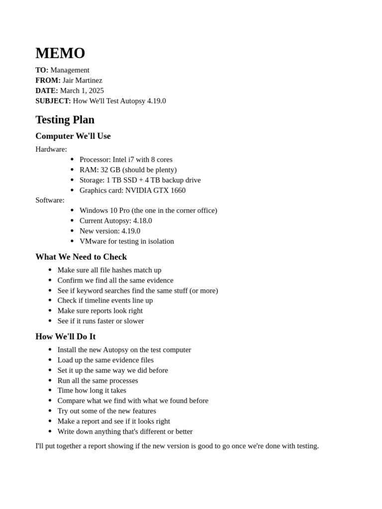 Case Project 03-5 Autopsy Test Plan | PDF