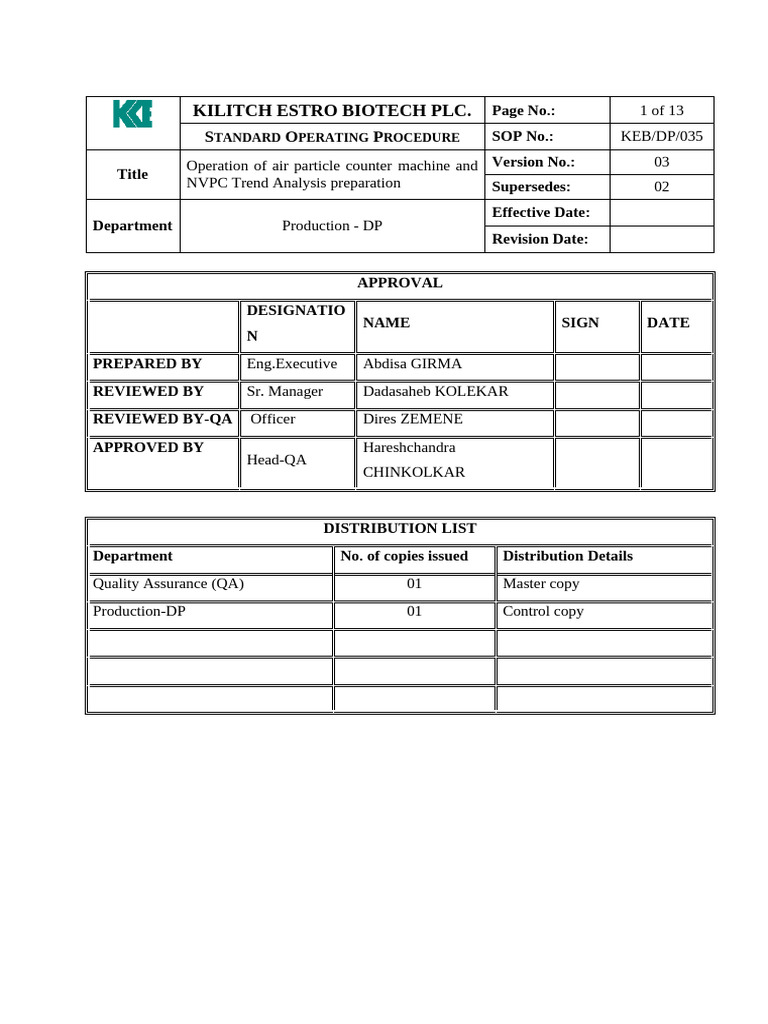 NVPC Trend Analysis SOP - Docx 2025 | PDF