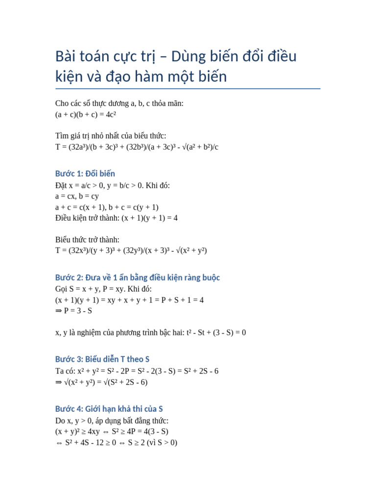 Bai Toan Cuc Tri Bien Doi Dieu Kien | PDF