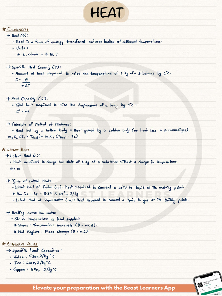 Physics Heat Formula Sheet | PDF