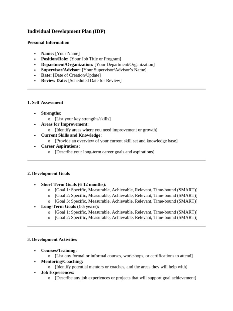 Individual Development Plan Template | PDF | Goal | Mentorship
