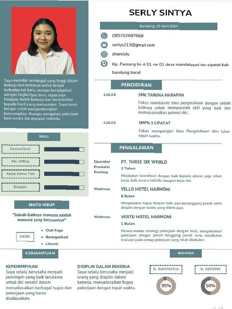 JOBSTREETEXPRESS_SerlySintya_Resume_20250217 | PDF