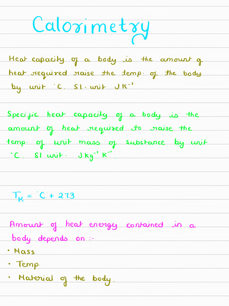 Physics calorimetry notes | PDF