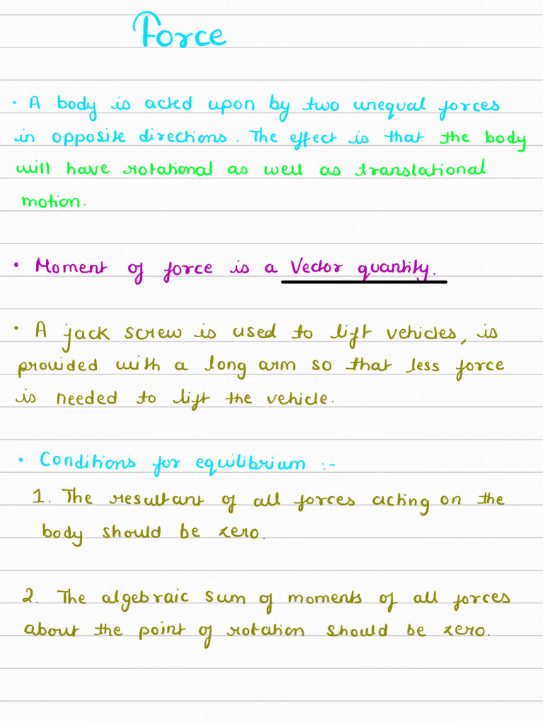 Physics Force Notes Icse | PDF