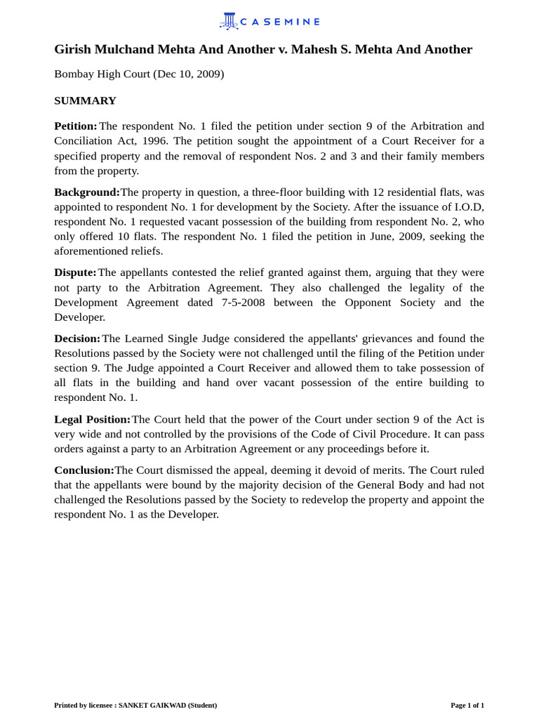 Girish Mulchand Mehta | PDF