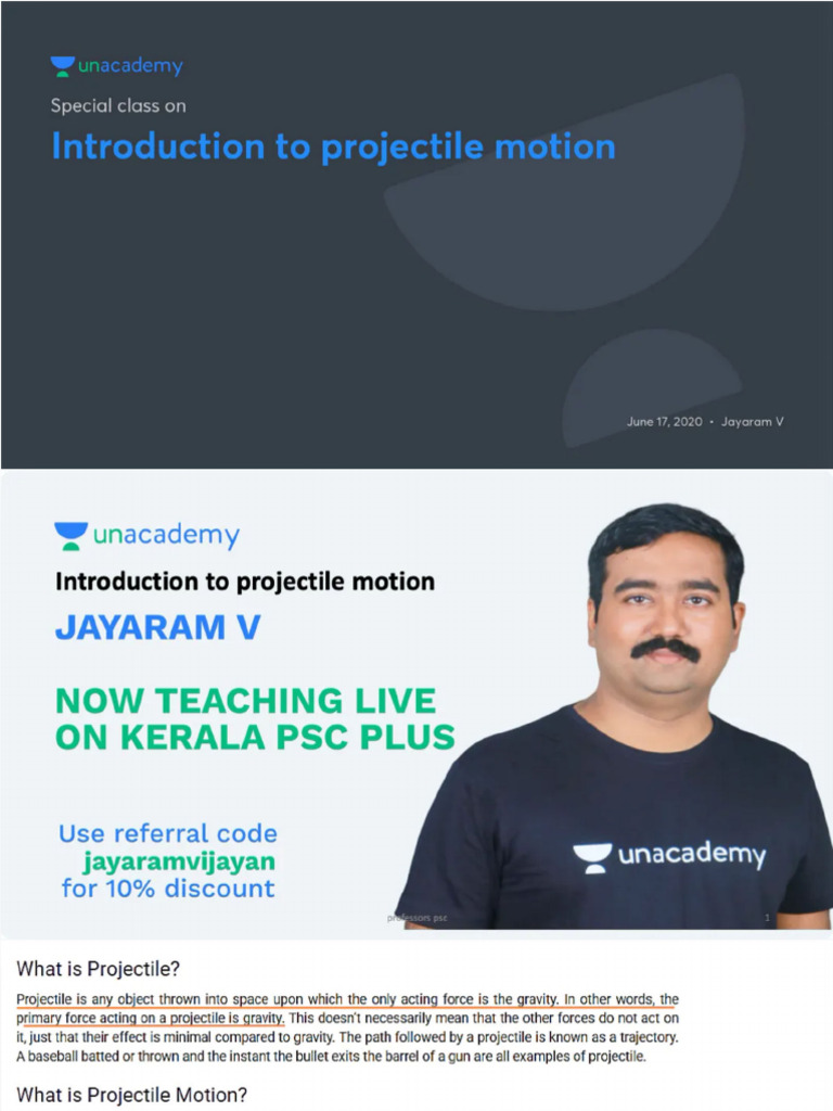 Introduction To Projectile Motion No Anno | PDF