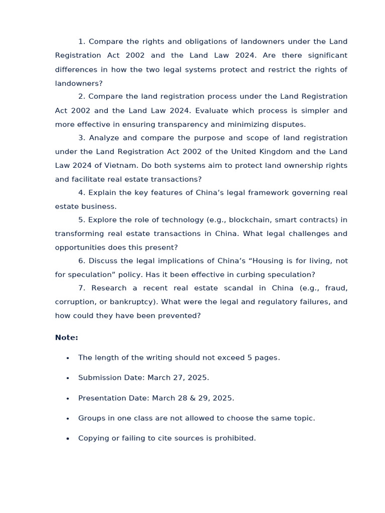 Real Estate Group Assignments | PDF