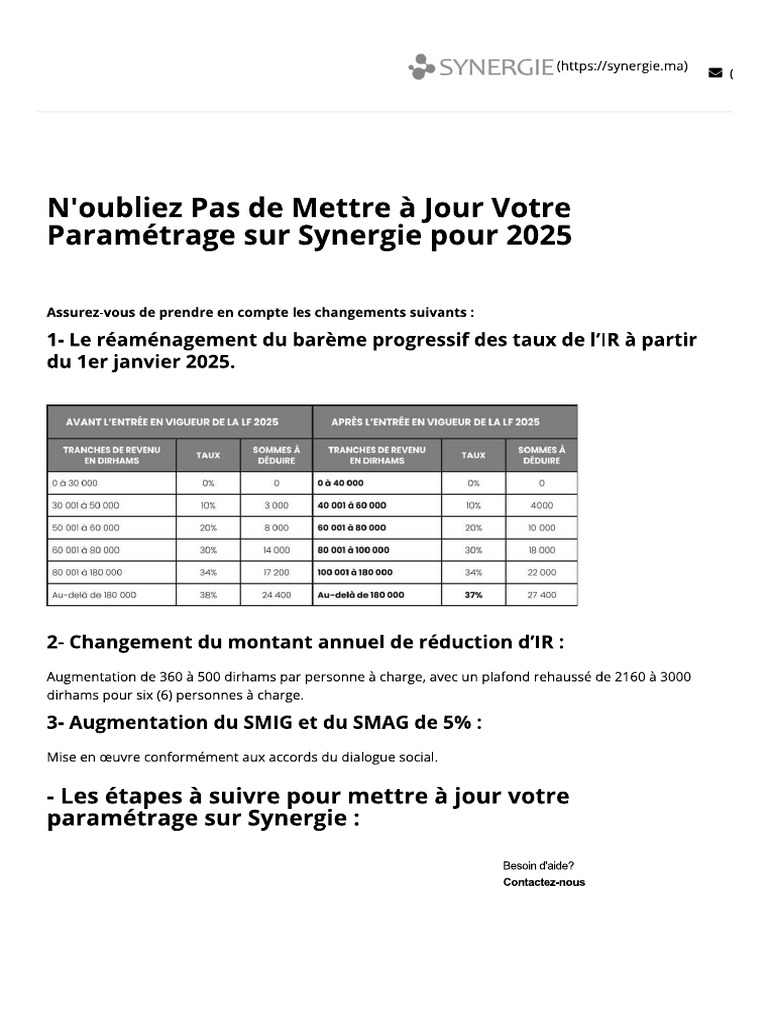 Paramétrage Synergie 2025 | PDF